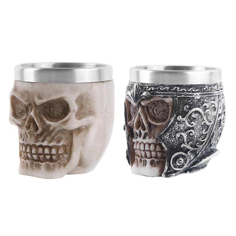 1pcs Retro Horn Skull Resin Beer Mug Stainless Ste... – Grandado