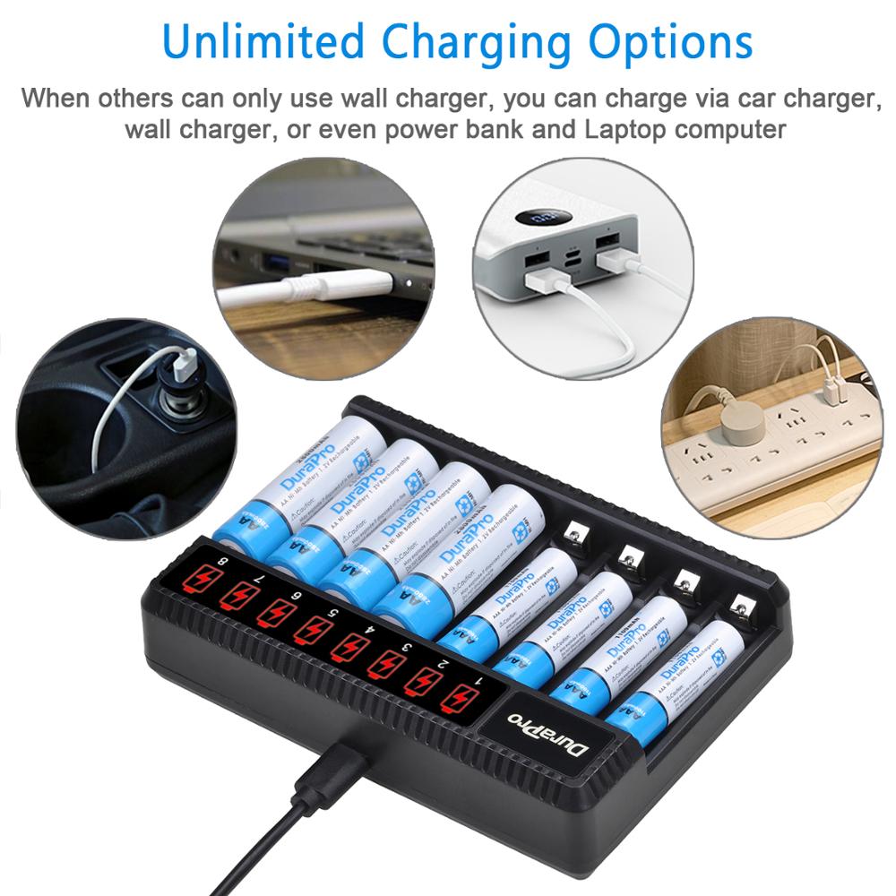 8 Slots Charger + 2800mAH AA Rechargeable Battery+... – Vicedeal