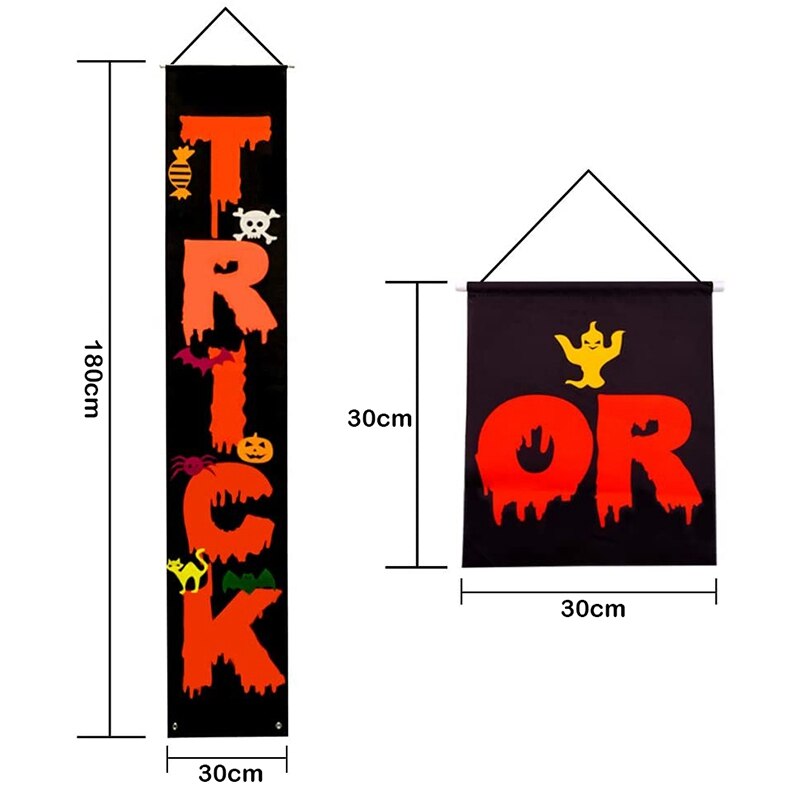 3 Pieces Trick or Treat Halloween Hanging Banner S... – Grandado