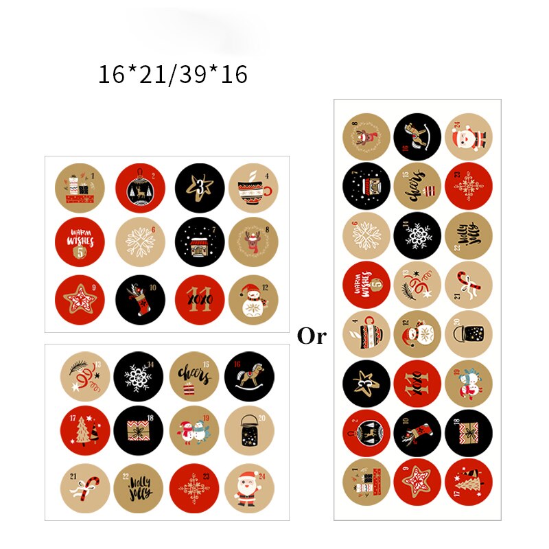 Kerst Papier Stickers No.1-24 Advent Kalender Numm... – Grandado