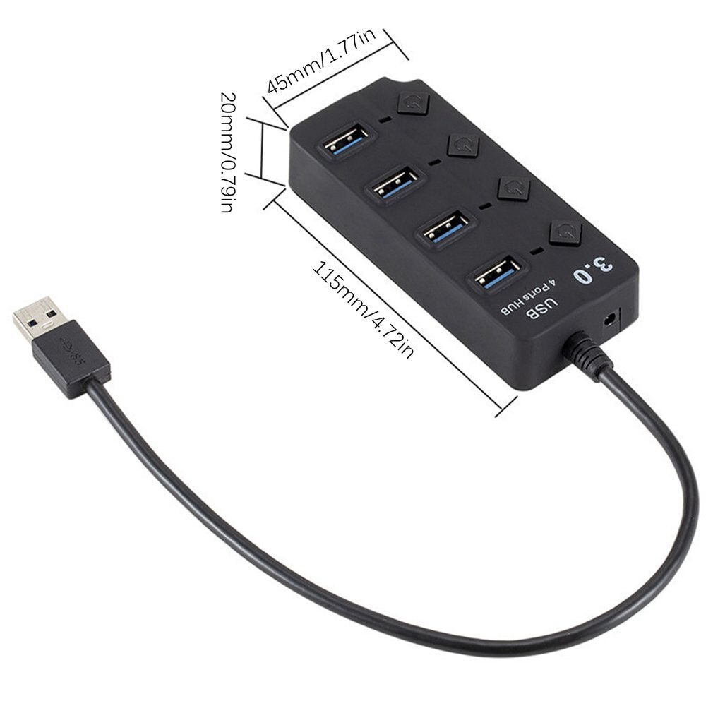 4 Ports USB 3,0 Hub 5Gbps High Speed On Off Schalt... – Vicedeal