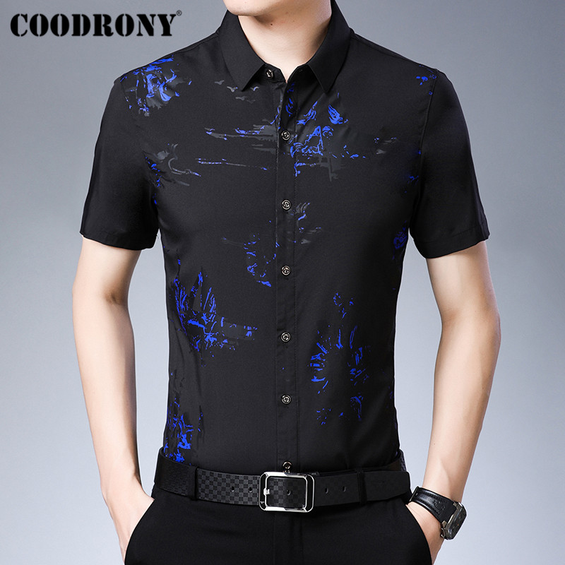 COODRONY Summer Cool Print Shirt Mannen Slim Fit K... – Vicedeal