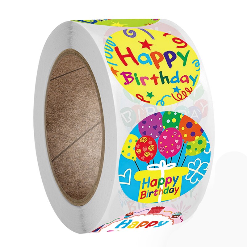 Colorful Happy Birthday Stickers Roll 500-Count St... – Grandado