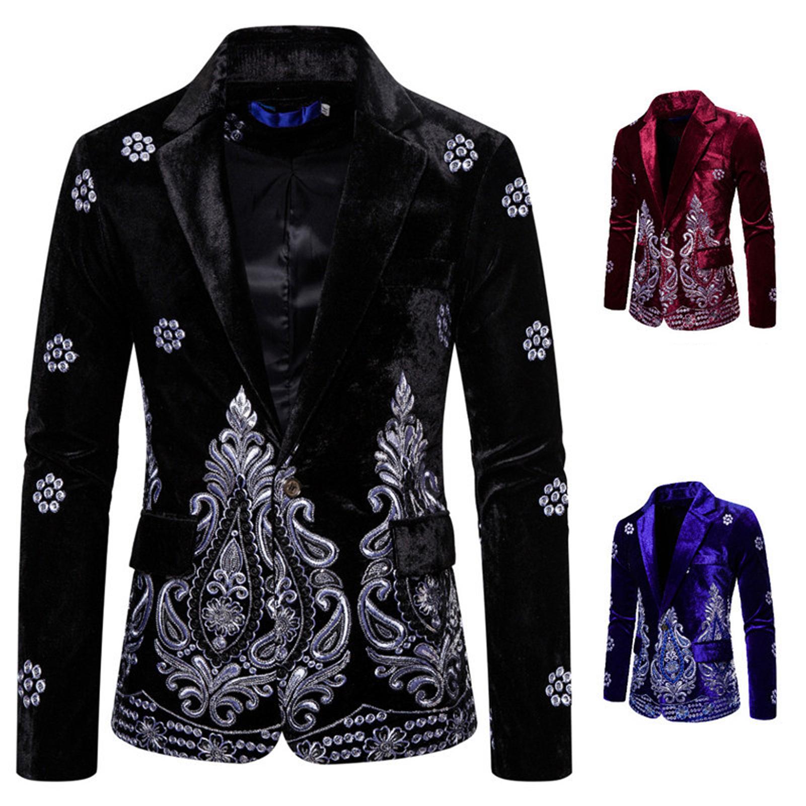 Business Suit Velvet Embroider Coat Men Cloth for ... – Grandado