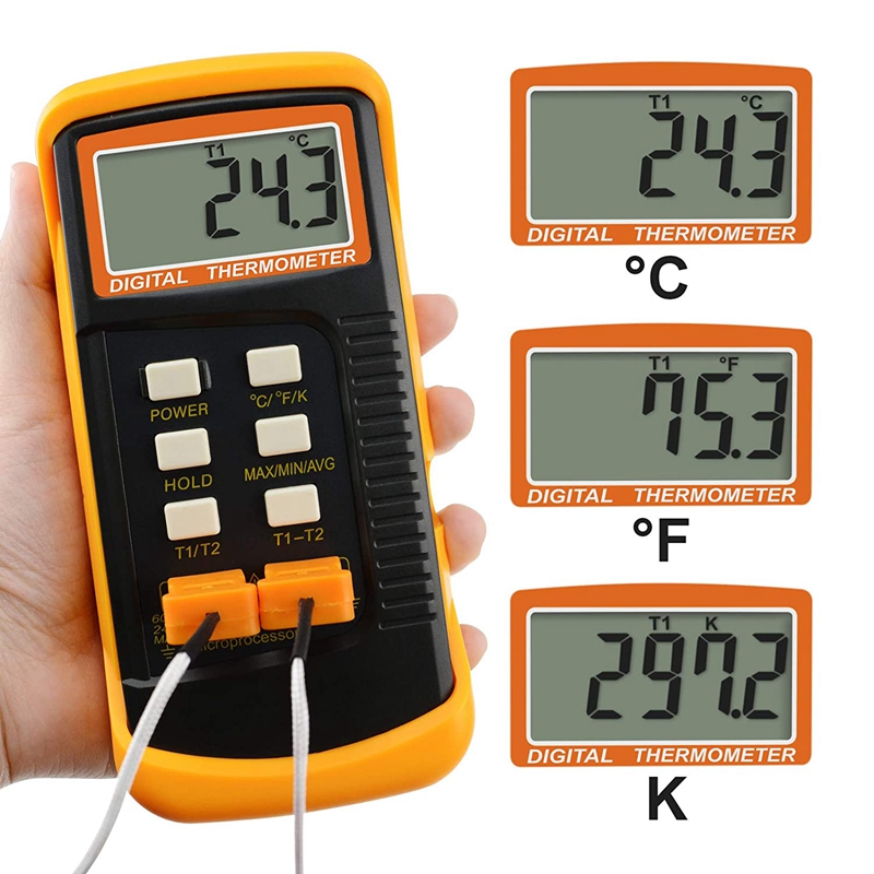 Dual Channels K-Type Thermometer Thermocouples Han... – Grandado