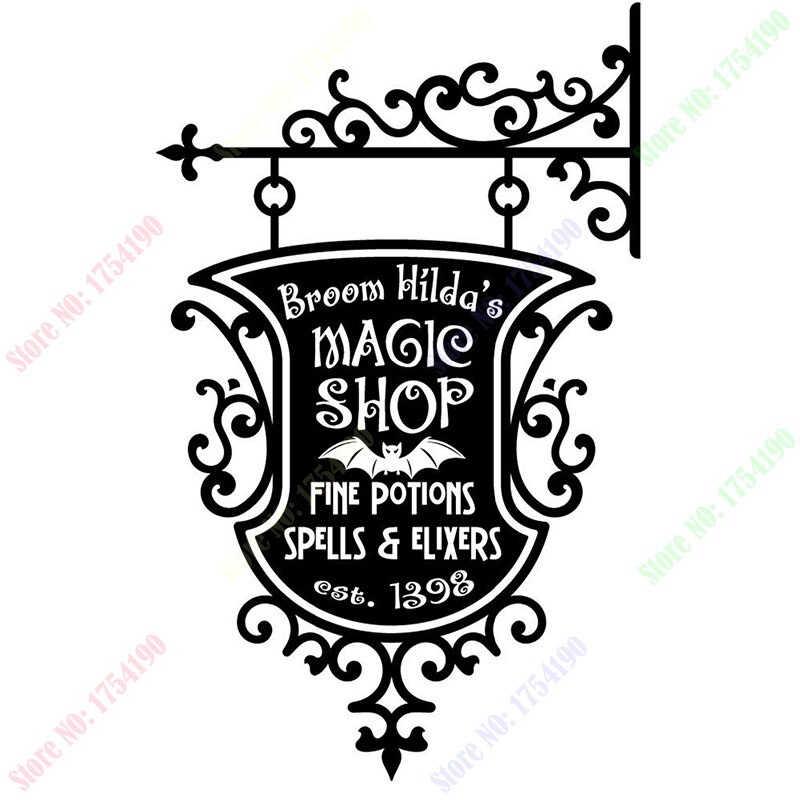 Happy Halloween Broom Hildas Magic Shop Sign Livin... – Grandado