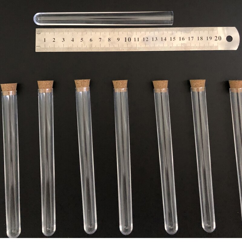 50pcs 15x150mm Clear Plastic test tubes with corks... – Vicedeal