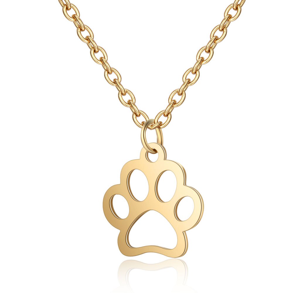 Titanium Steel Dog Paw Print Necklace Female Paw S... – Grandado