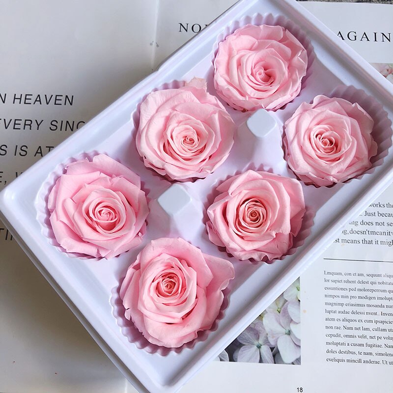6PCs/Box Preserved Fresh Rose Flower Heads Class B... – Grandado