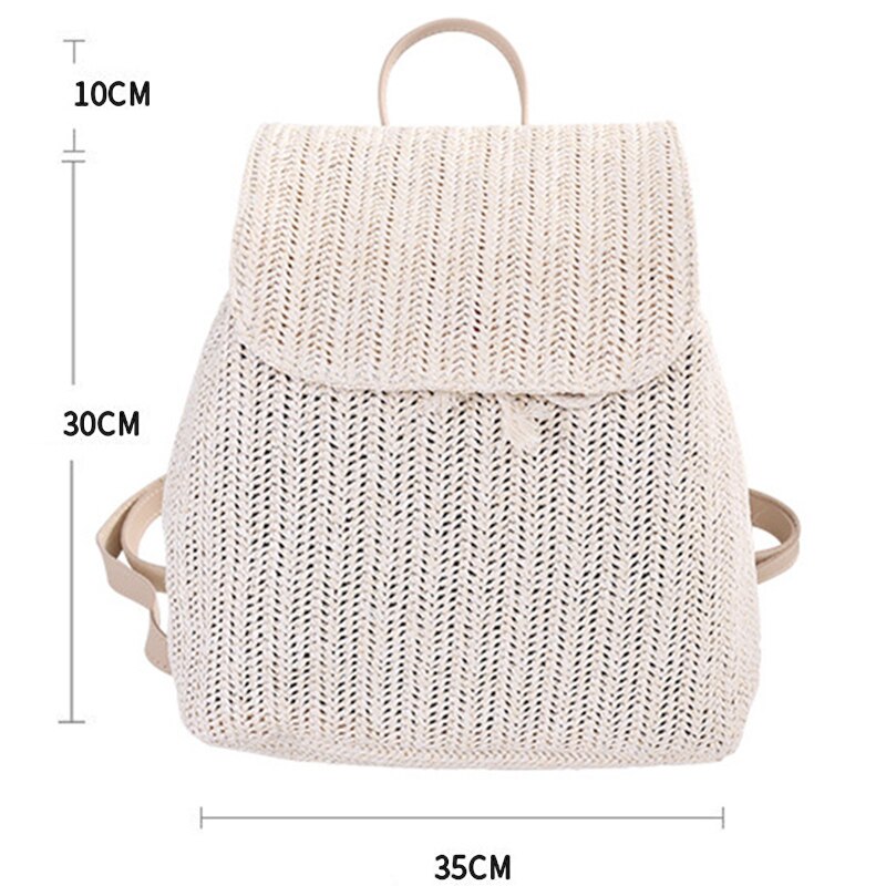 Straw Woven Backpack Ladies Shoulder Bag Summer Gi... – Grandado
