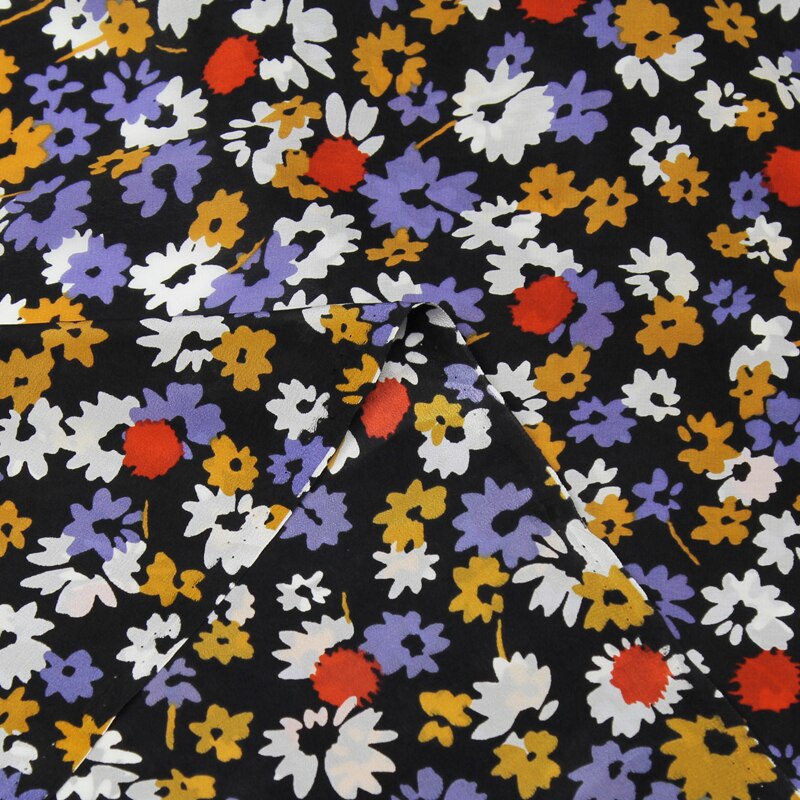 mini fargerikt blomstertrykk silke crepe de chine ... – Grandado