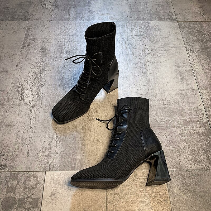 Women's shoes and boots autumn thick heel square t... – Grandado