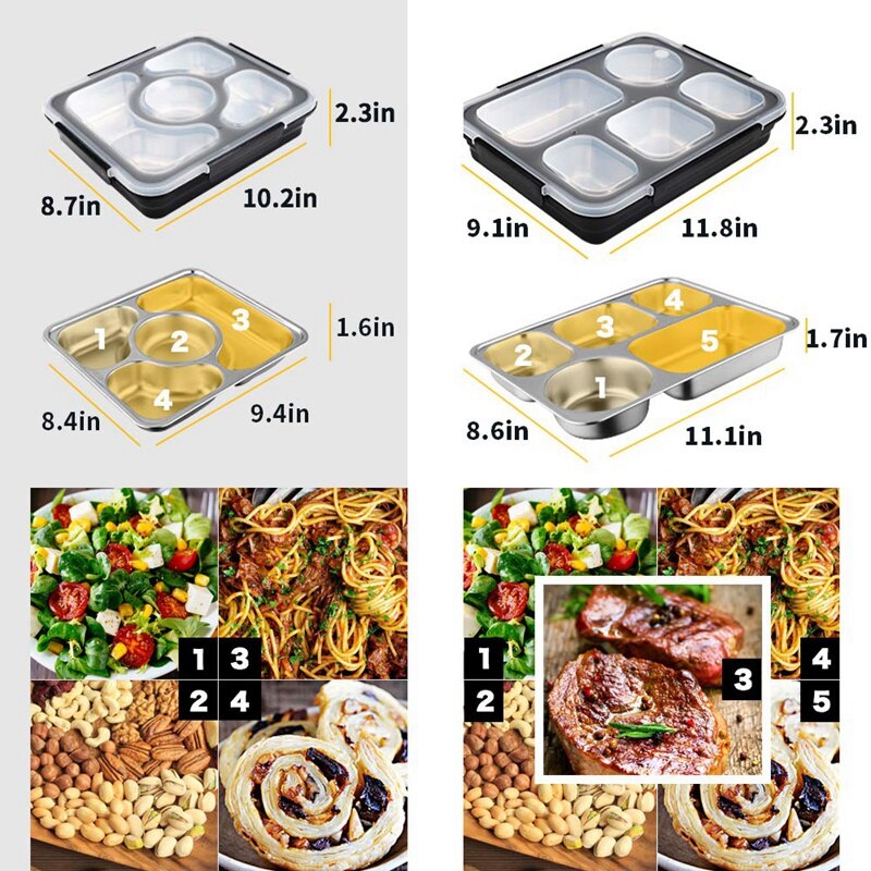 Lunch Bento Box Insulated Stainless Steel Square F... – Grandado