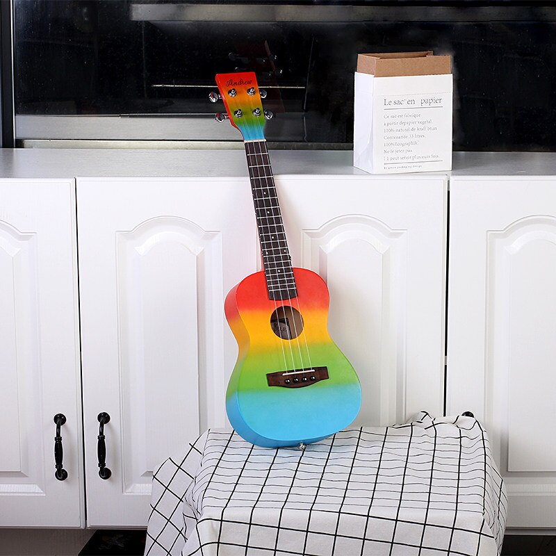 Andrew 23 pouces ukulélé arc-en-ciel Net rouge étu... – Grandado