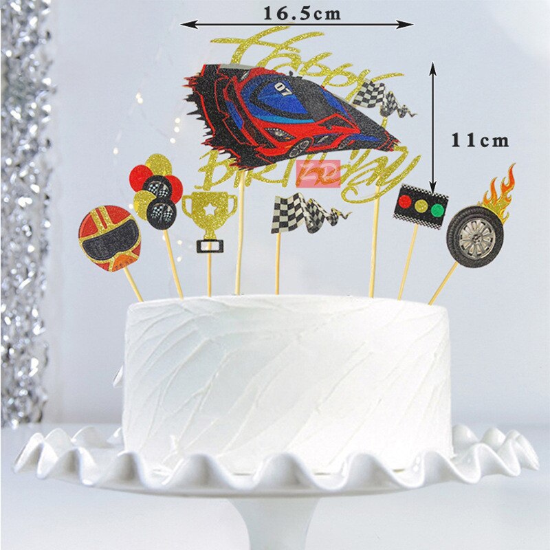 Racing car Cake Topper Happy Birthday Decoration F... – Grandado