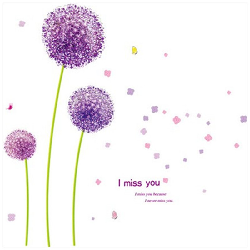 Purple Dandelion wall decals Love quotes vinyl mur... – Grandado