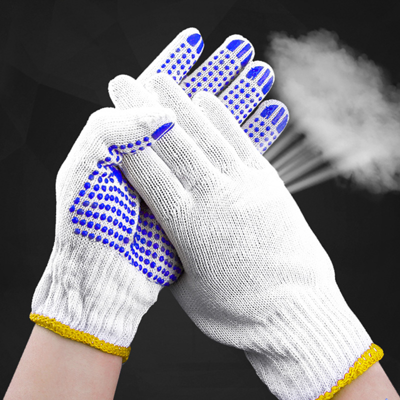 Labor Working Gloves Blue PVC Dotted White Cotton ... – Grandado