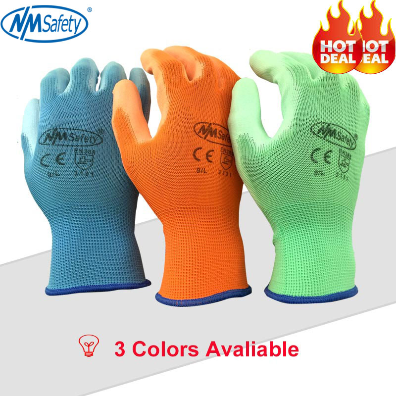 NMSafety 12 Pairs Colorful PU Safety Work Glove Bu... – Vicedeal