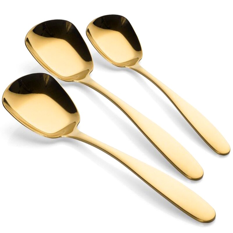 3 Pcs/Set Stainless Steel Flat Spoons Chinese Silv... – Grandado