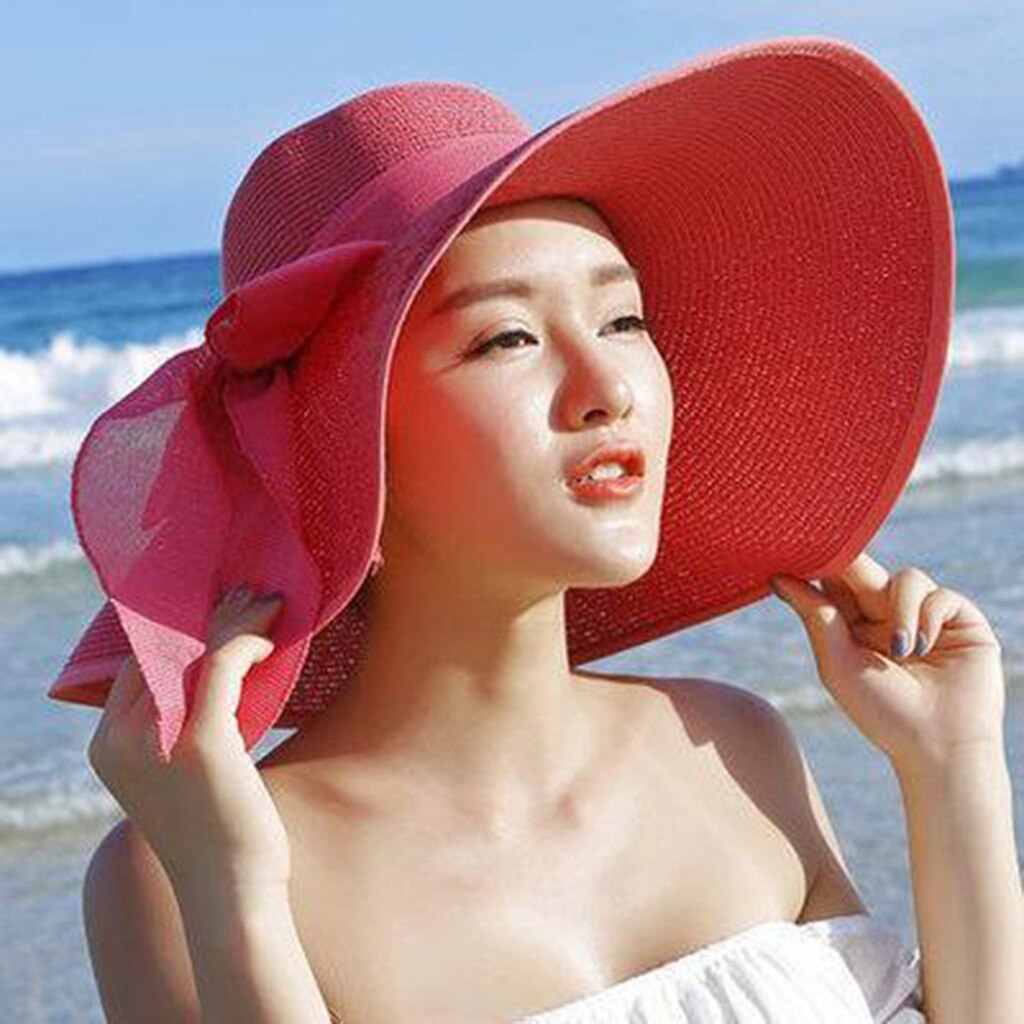 Beach Hat Women Summer Straw Hat Big Wide Brim Sun... – Grandado