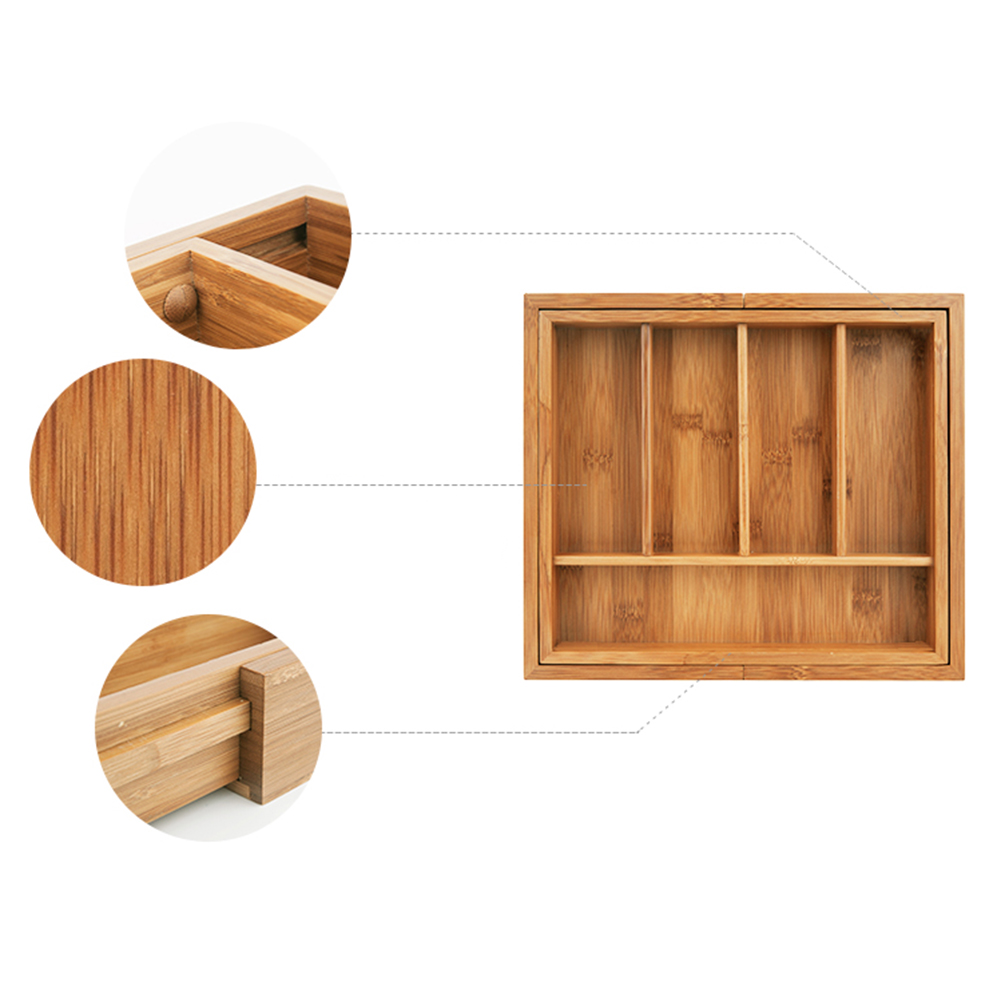 Expandable Bamboo Cutlery Drawer Partitioned Drawe... – Grandado