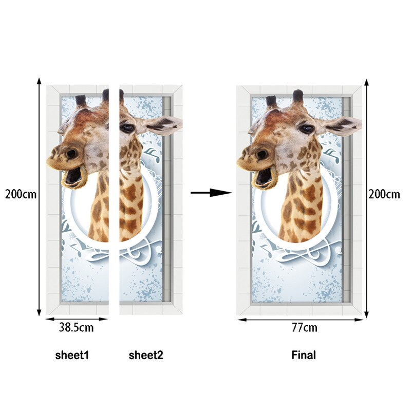 Brief Style Giraffe Head Door Sticker Peel and Sti... – Grandado