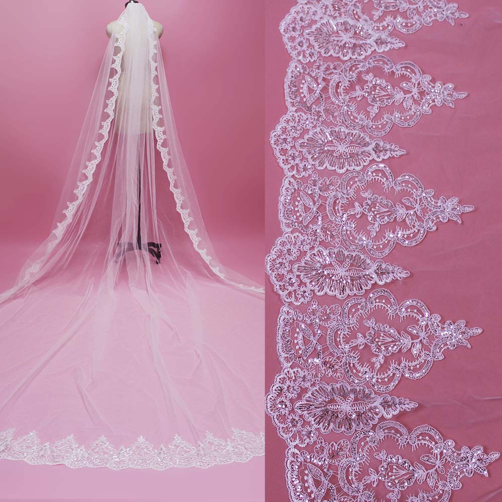 Real Pictures 4 Meter Bling Lovertjes Lace Lange W... – Grandado