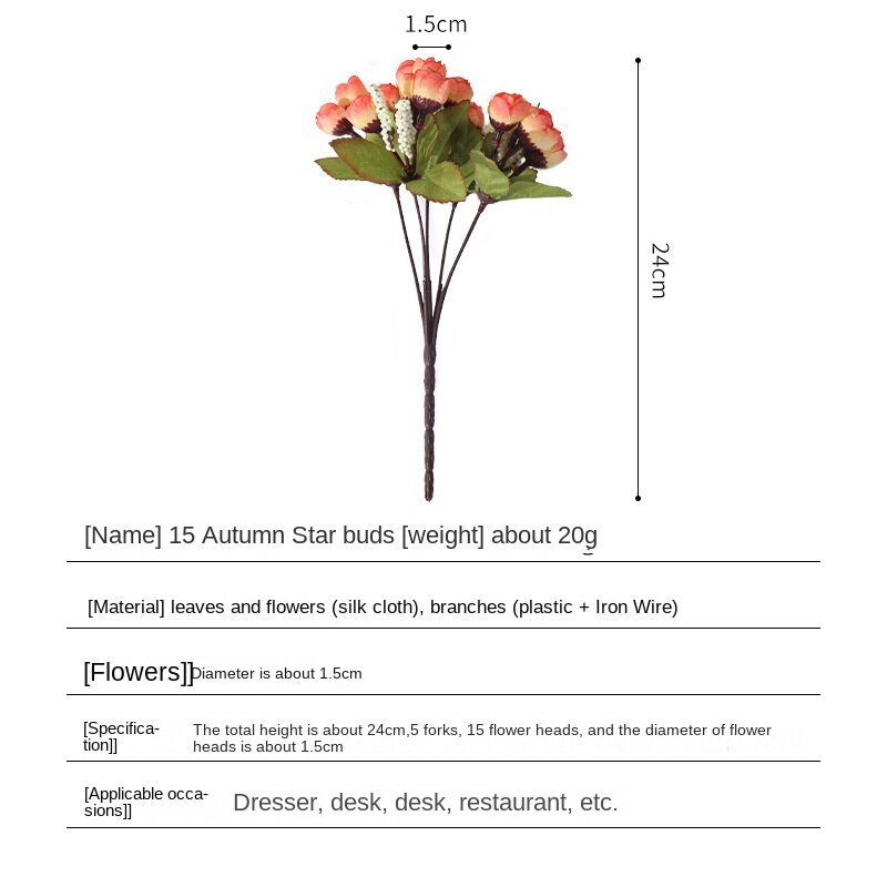 Artificial Flower 15 Autumn Star Bud Mini Rose Bud... – Vicedeal