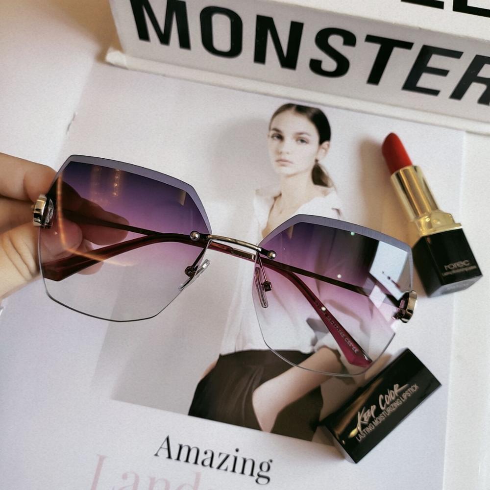 Gradient Rimless Sunglasses Women Vintage Square S... – Grandado
