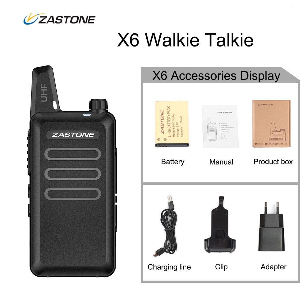 Zastone X6 Black UHF Mini Handheld Transceiver Ham... – Vicedeal