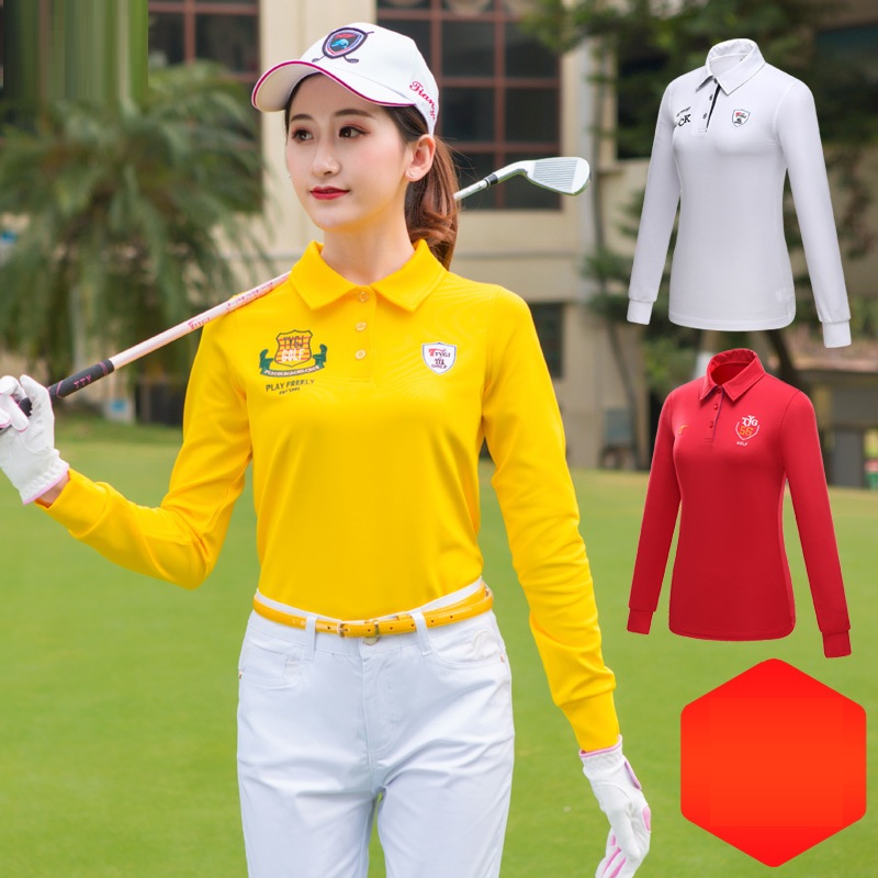 Womens Golf Shirts Long Sleeve Turn Down Collar Go... – Grandado