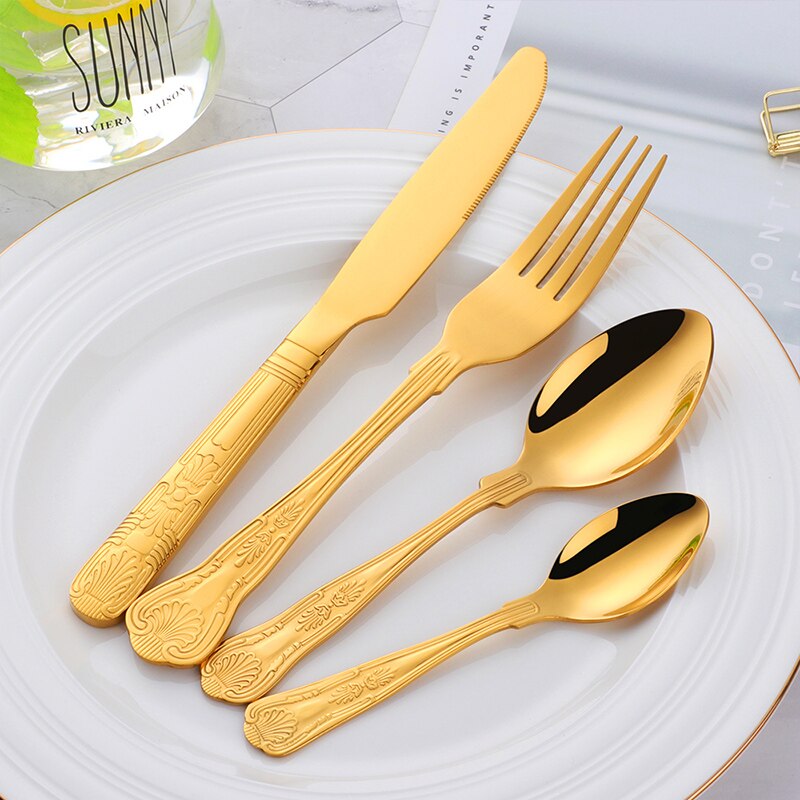 4-24PCS Luxury Flatware Set Stainless Steel Tablew... – Grandado