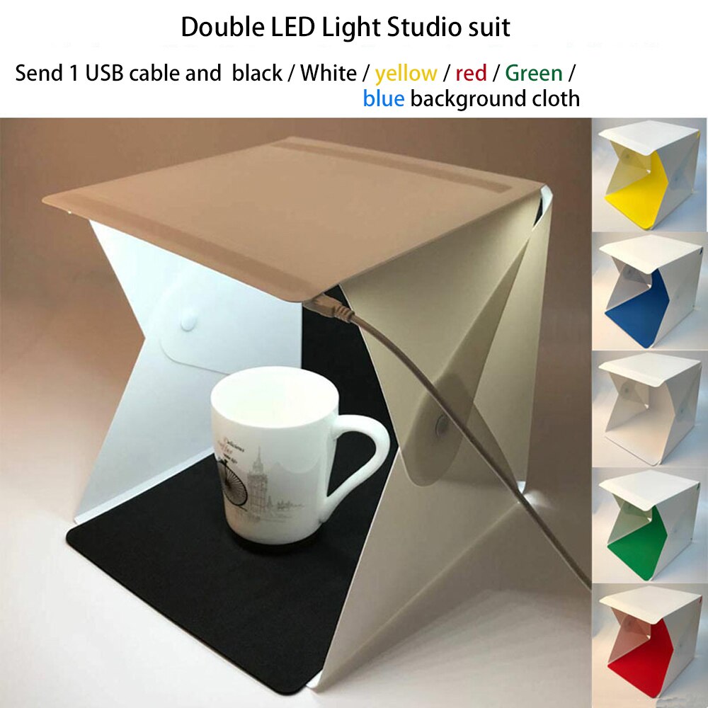 Draagbare opvouwbare mini-fotostudio met 2 led-ver... – Vicedeal
