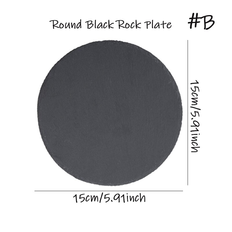 Rectangle Black Rock Plate Slab Round Natural Slat... – Grandado