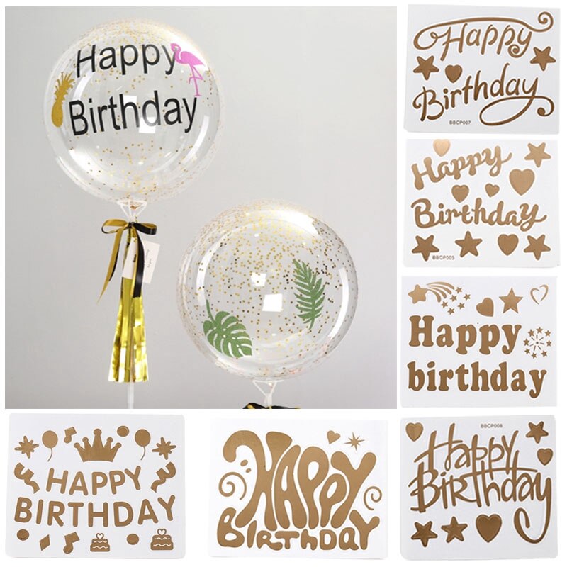 10*12Cm Diy Gelukkige Verjaardag Ballon Sticker Go... – Grandado