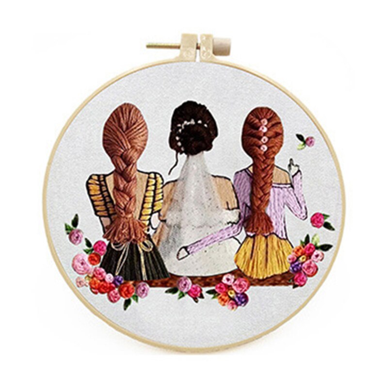 DIY Cute Girls Embroidery Kit Hoop Cross Stitch Ki... – Vicedeal