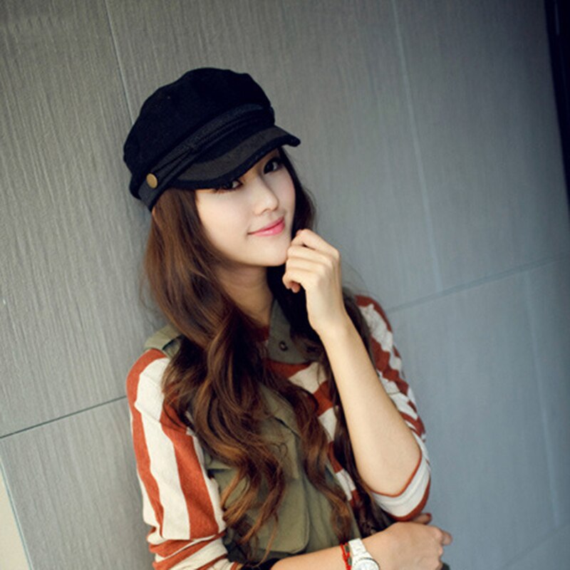 Hat Flat Top Hats For Women Black Female Cap – Grandado