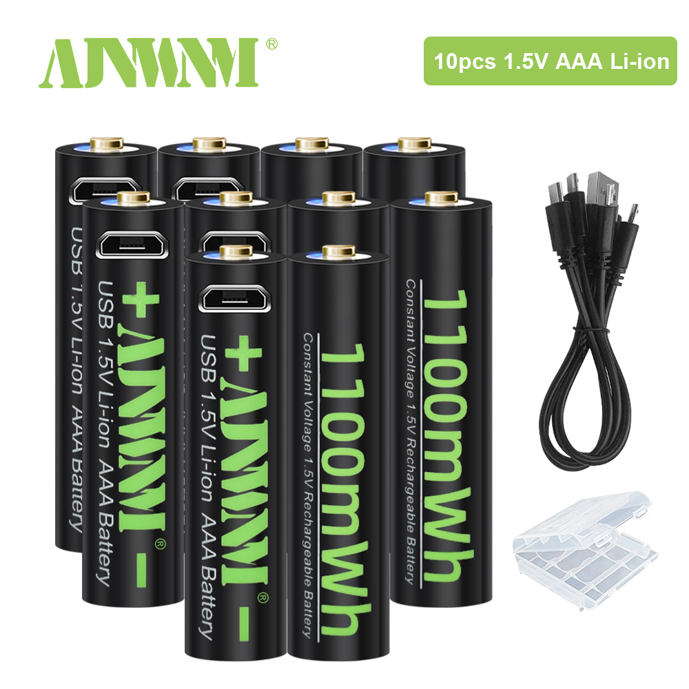 AJNWNM 1100mWh 1.5V AAA Lithium Rechargeable USB B... – Grandado