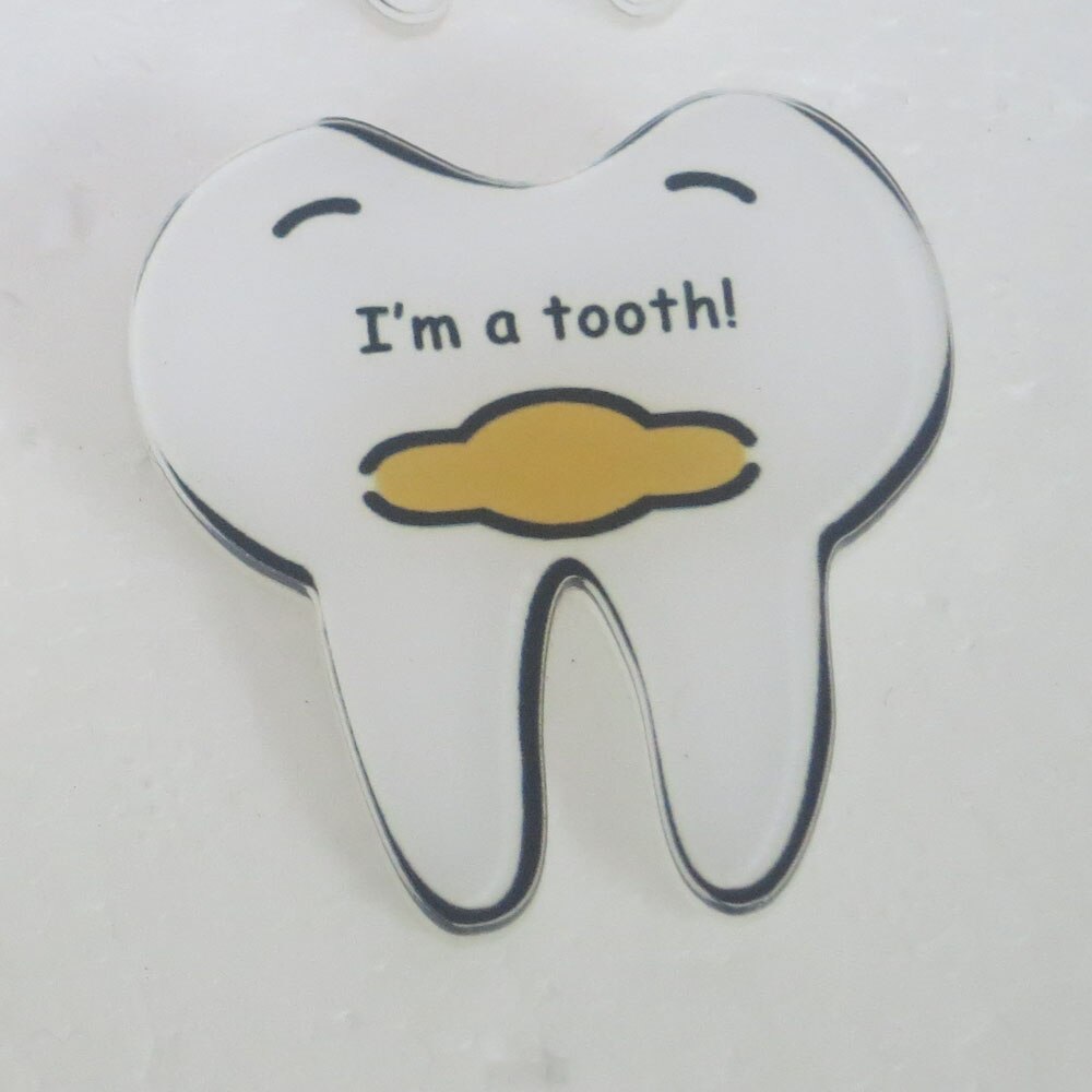 Dental clinic Acrylic Cartoon white teeth Badge wi... – Grandado