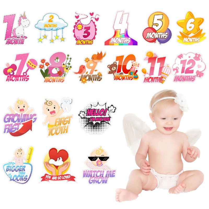 18 Pcs Set Mileston Stickers Newborn Baby Monthly ... – Grandado