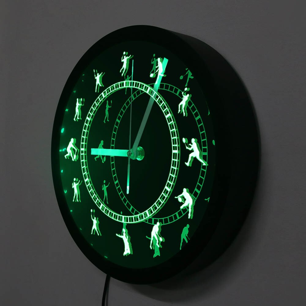 Badminton Time Black Round Badminton Players LED S... – Grandado