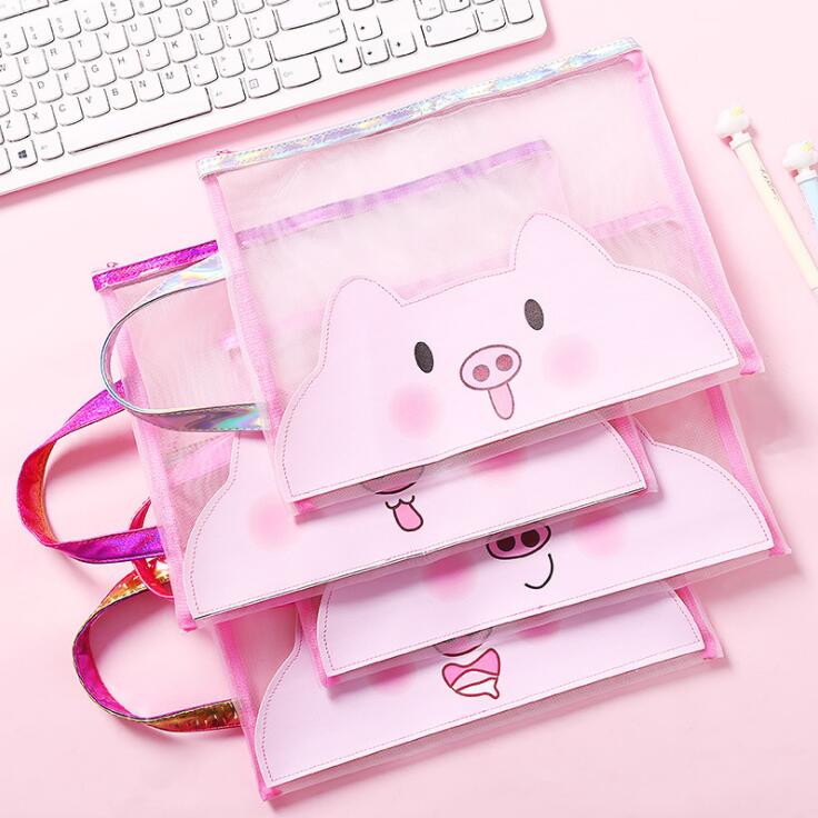 Kawaii Pink Pig A4 File Folder Bag Students Examin... – Vicedeal
