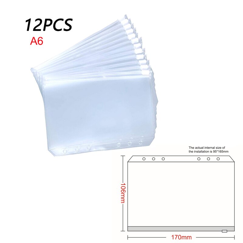 12PCS Binder Pockets Transparent PVC Binder Zipper... – Vicedeal