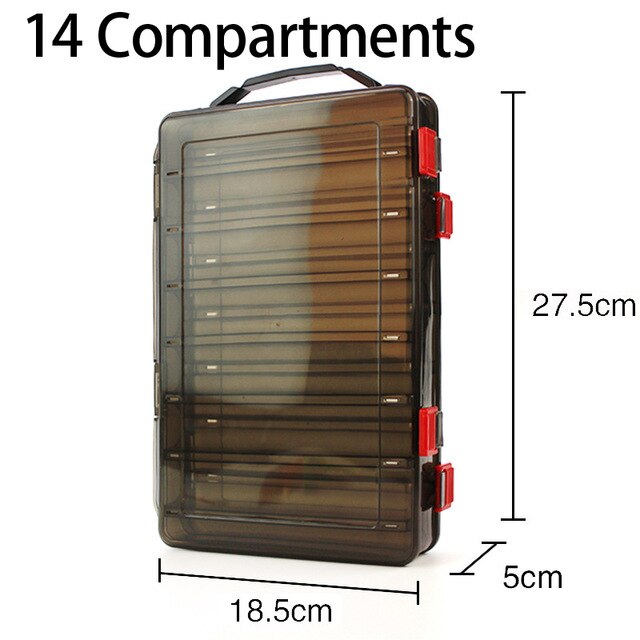 Double layer Fishing Tackle Box 10/14 Compartments... – Grandado