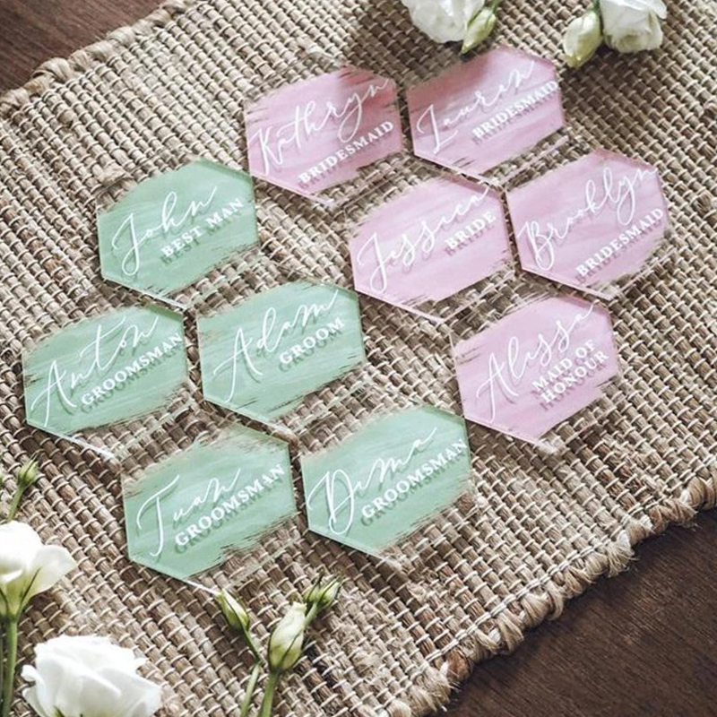 Hexagonal Acrylic Seat Plate Transparent Sign Tabl... – Grandado