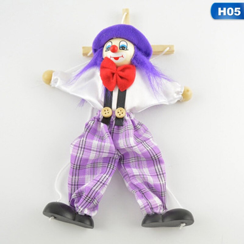 Funny Colorful Pull String Puppet Clown Wooden Marionette Handcraft ...