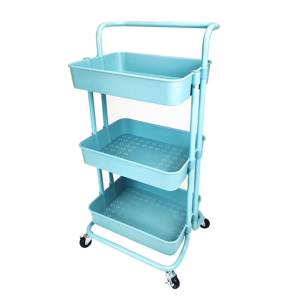 3-layer Storage Organizer Rack ABS Rolling Utility... – Grandado