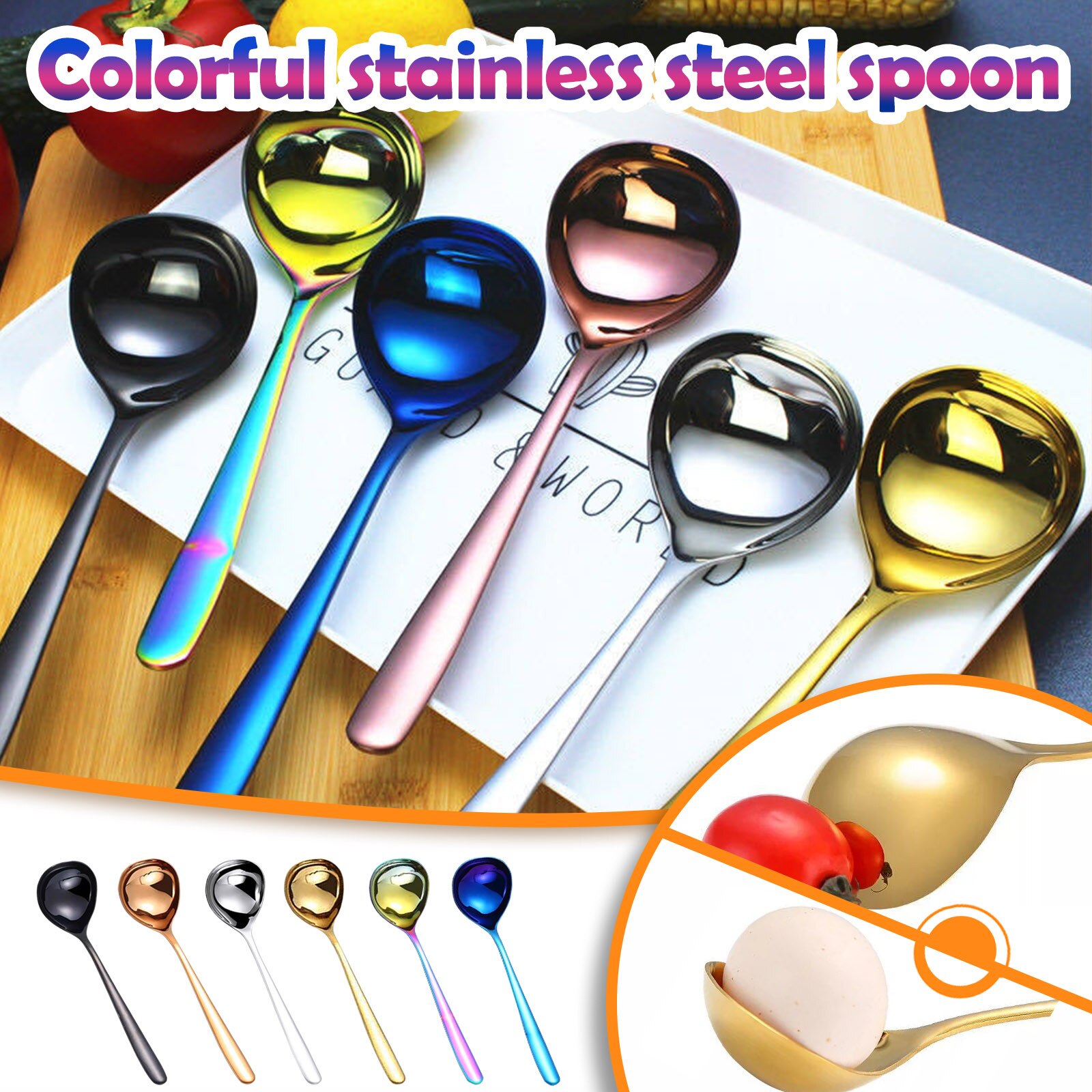 1pc Spoon Stainless steel soup spoon sauce spoon m... – Vicedeal