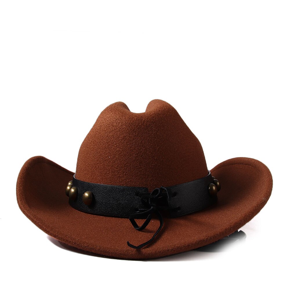 Women Men Wool Cowboy Hat Wide Brim Shapeable West... – Grandado