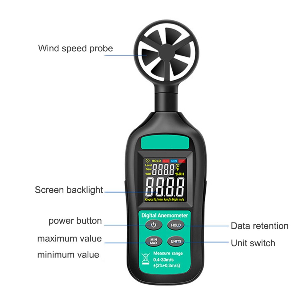 Aneng GN301 Digitale Anemometer 0-30 M/s Wind Mete... – Grandado